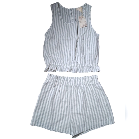 Hem & Thread | Tops | Hem Thread Top Bottom Shorts Linen Blend Set ...